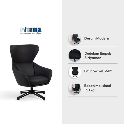 Jual Informa Luxe Kursi Lounge Kulit 1 Seater Hitam Terbaru | Ruparupa