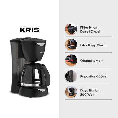 Jual Kris 600 Ml Coffee Maker Swing 550 Watt Hitam Terbaru | Ruparupa