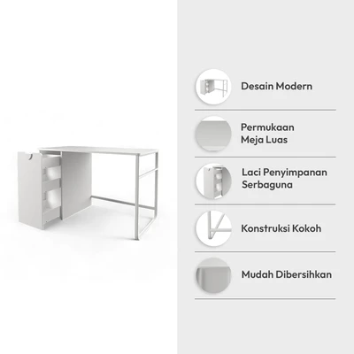 Jual Informa Parviz Meja Kantor Putih Terbaru | Ruparupa
