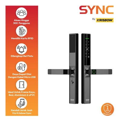 Jual Krisbow Sync Smart Door Handle Lock R 1 Slim Hitam Terbaru | Ruparupa