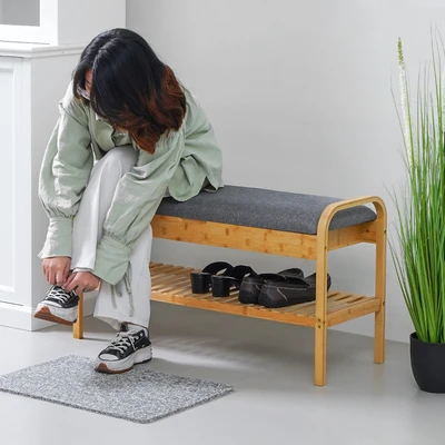 Jual Informa 90 X 33 X 50 Cm Levy Rak Sepatu Bench Cokelat Terbaru ...