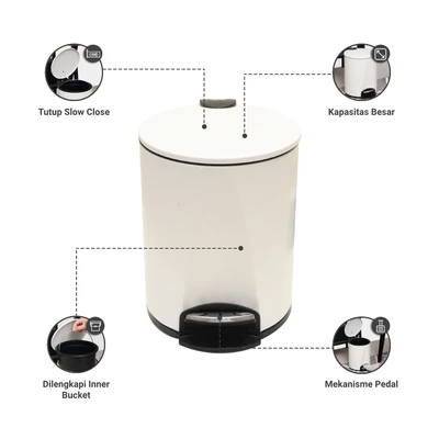Jual Informa 5 Ltr Prism Jet Tempat Sampah Pedal Slow Close Putih Terbaru | Ruparupa