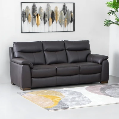 Jual Informa Dallas Sofa Kulit 3 Seater Hitam Walnut Terbaru | Ruparupa