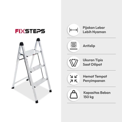 Jual Fixsteps Tangga Lipat Aluminium 3 Steps Silver Terbaru | Ruparupa