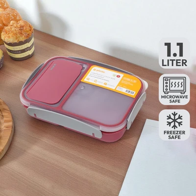 Jual Picas 1 1 Ltr Kotak Makan 2 Sekat Dengan Sendok Garpu Merah Terbaru | Ruparupa