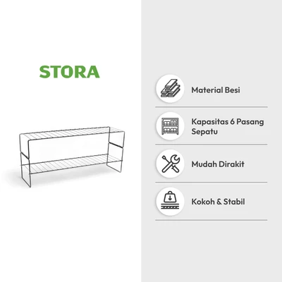 Jual Stora Rak Sepatu Twin 2 Tingkat Hitam Terbaru | Ruparupa