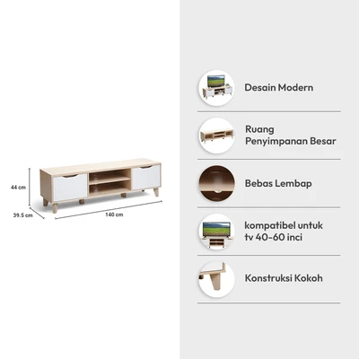 Jual Informa Nordic Rak Tv Putih Oak Terbaru | Ruparupa