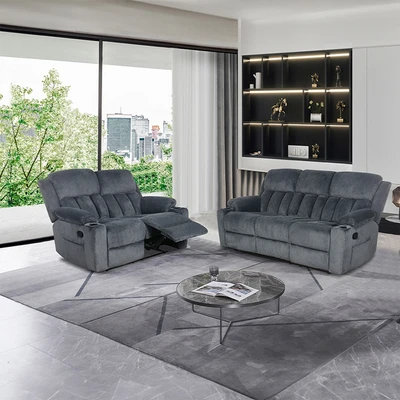 Jual Informa Costa Set Sofa Recliner Fabric 2 3 Seater Abu Abu ...