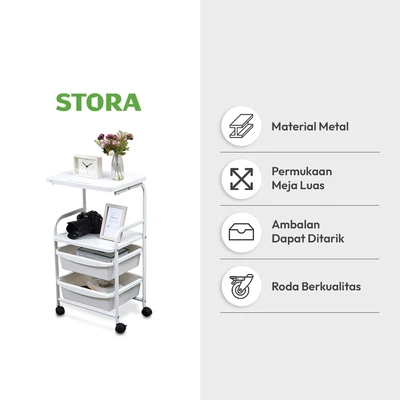 Jual Stora Rak Troli 4 Tingkat Dengan Meja Frame Metal Putih Terbaru ...
