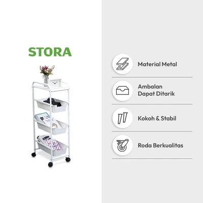 Jual Stora Rak Troli 4 Laci Slim Frame Metal Putih Terbaru | Ruparupa