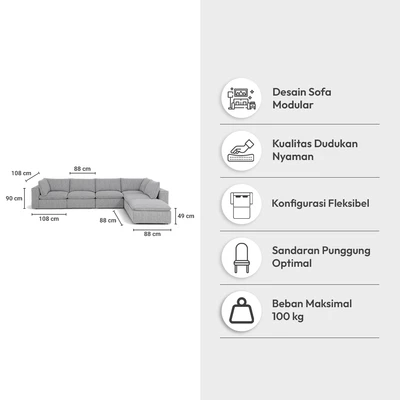 Jual Informa Alto Sofa Modular Fabric Kanan 6 Seater - Abu-Abu Terbaik ...