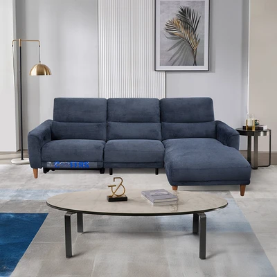 Jual Cheers Madelyn Sofa L Sectional Recliner Fabric Kanan Biru Terbaru ...