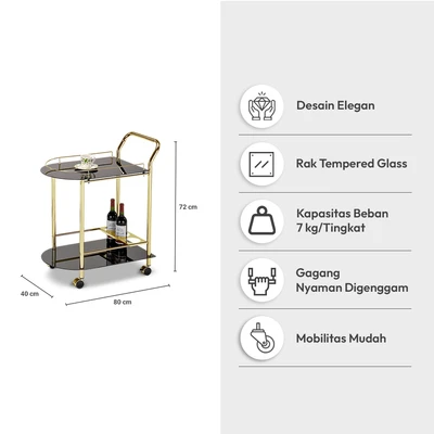 Jual Informa Nabert Rak Troli Dapur 2 Tingkat Hitam Terbaik | Informa