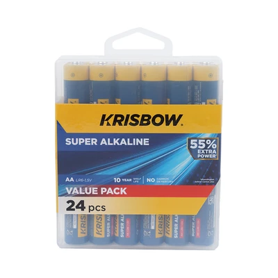 Jual Krisbow Set 24 Pcs Baterai Super Alkaline Aa Biru Original | AZKO