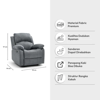 Jual Informa Nolan Sofa Recliner Fabric 1 Seater Abu Abu Terbaik | Informa