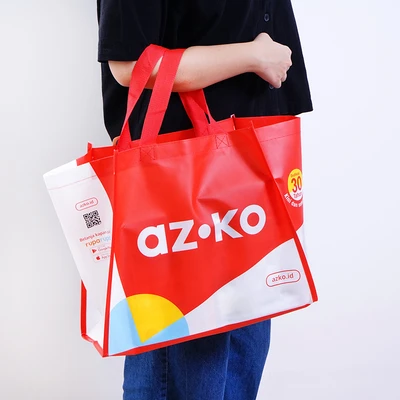 Jual Azko Tas Belanja Medium Merah Putih Terbaru | Ruparupa