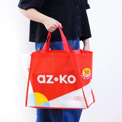 Jual Azko Tas Belanja Medium Merah Putih Terbaru | Ruparupa