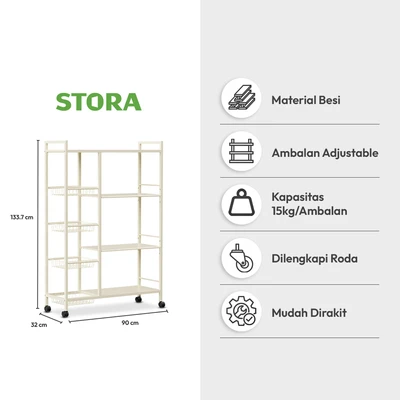 Jual Stora Cucina Rak Penyimpanan Dengan Roda Keranjang Terbaru | Ruparupa