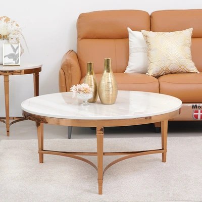 Jual Informa Freya Meja Tamu Round Putih Rose Gold Terbaru | Ruparupa