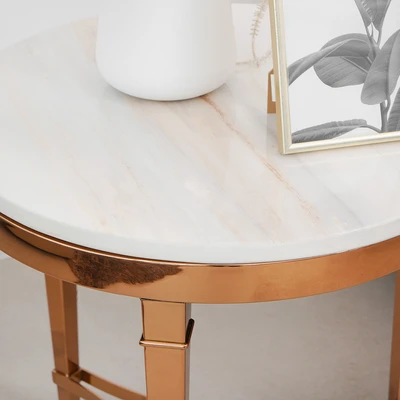 Jual Informa Freya Meja Sisi Round Putih Rose Gold Terbaru | Ruparupa