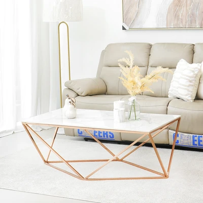 Jual Informa Fallon Meja Tamu Rectangle Putih Rose Gold Terbaru | Ruparupa