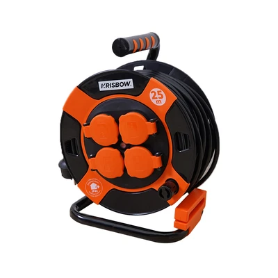Jual Krisbow 25 Mtr Kabel Roll 4 Socket Hitam Oranye Terbaru | Ruparupa