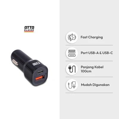 Jual Otto Klasse Charger Mobil Type C 38 Watt Hitam Terbaru | Ruparupa