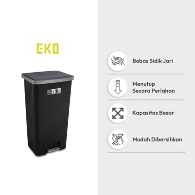 Jual Eko 90 Ltr Hana Tempat Sampah Pedal Hitam Terbaru | Ruparupa