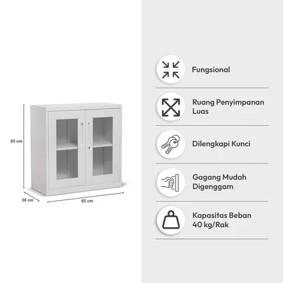 Jual Informa Gavin Kabinet Kantor 2 Pintu Kaca Ayun Metal Low Putih ...