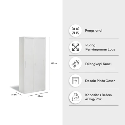 Jual Informa Gavin Kabinet Kantor 2 Pintu Geser Metal High Putih ...