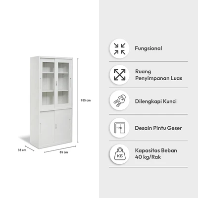 Jual Informa Gavin Kabinet Kantor 4 Pintu Geser Metal Half Putih ...