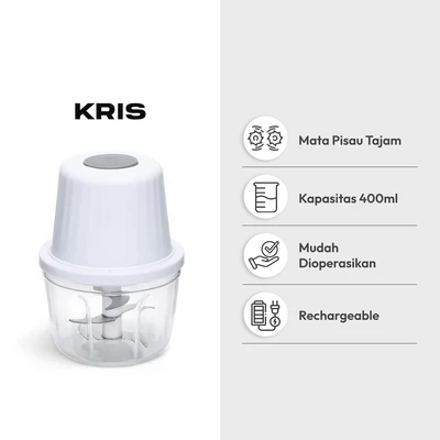 Jual Kris 400 Ml Mini Chopper Rechargeable Putih Original | AZKO