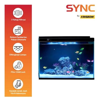 Jual Krisbow Sync 30 Ltr Smart Aquarium Nano With Feeder Hitam Terbaru | Ruparupa