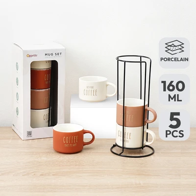 Jual Appetite 160 Ml Set 5 Pcs Hazel Mug Dengan Rak Mix Terbaru | Ruparupa