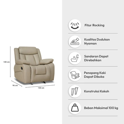 Jual Informa Norton I I Sofa Recliner Rocking Kulit 1 Seater Cokelat ...