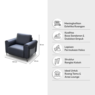 Jual Informa Ford Sofa Kulit 1 Seater Hitam Terbaru | Ruparupa