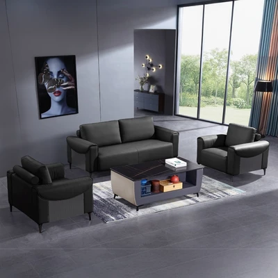 Jual Informa Ford Set Sofa Kulit Hitam Terbaru | Ruparupa