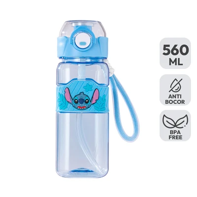 Jual Unimass Botol Minum Plastik Dengan Sedotan Stitch 560 Ml Biru ...