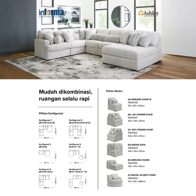 Jual Ashley Snodoodle Sofa Modular Wedge Fabric 1 Seater Putih Terbaru ...