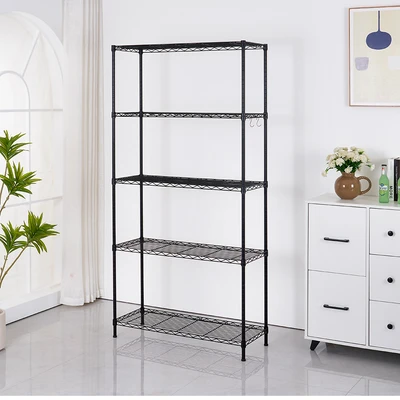 Jual Stora Rak Besi 5 Tingkat 89 X 34 X 180 Cm Hitam Terbaru | Ruparupa