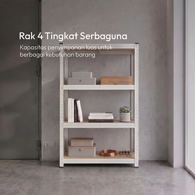 Jual Krisbow Rak Besi 4 Tingkat 90 X 40 X 144 Cm Putih Original | AZKO