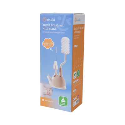 Jual Kindla Set Sikat Botol Dengan Snail Stand Krem Beige Terbaru ...