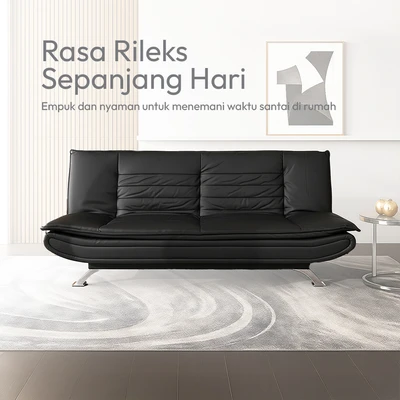 Jual Informa Faith 2 Sofa Bed Kulit 2 Seater Hitam Terbaru | Ruparupa