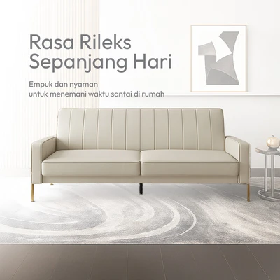 Jual Informa Hilton Sofa Bed Kulit 2 Seater Krem Beige Terbaru | Ruparupa
