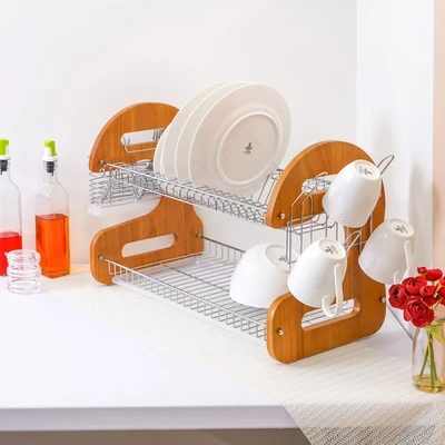 Jual Stora Rak Piring Kayu Light Cherry Silver Terbaru | Ruparupa