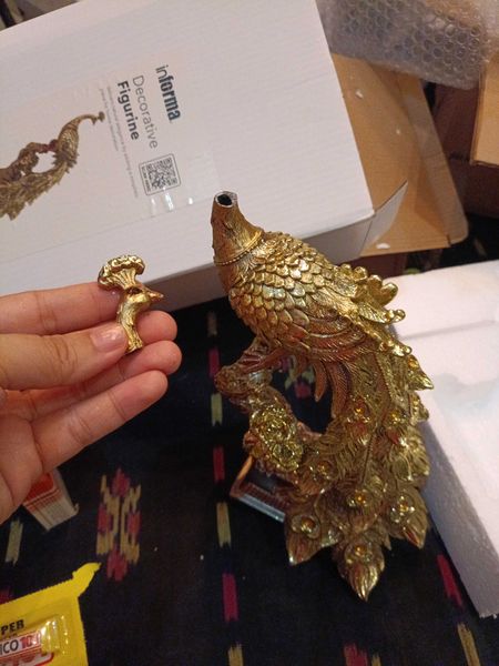 Jual Informa 30 Cm Patung Miniatur Merak Ag 1 Gold Terbaik | Informa